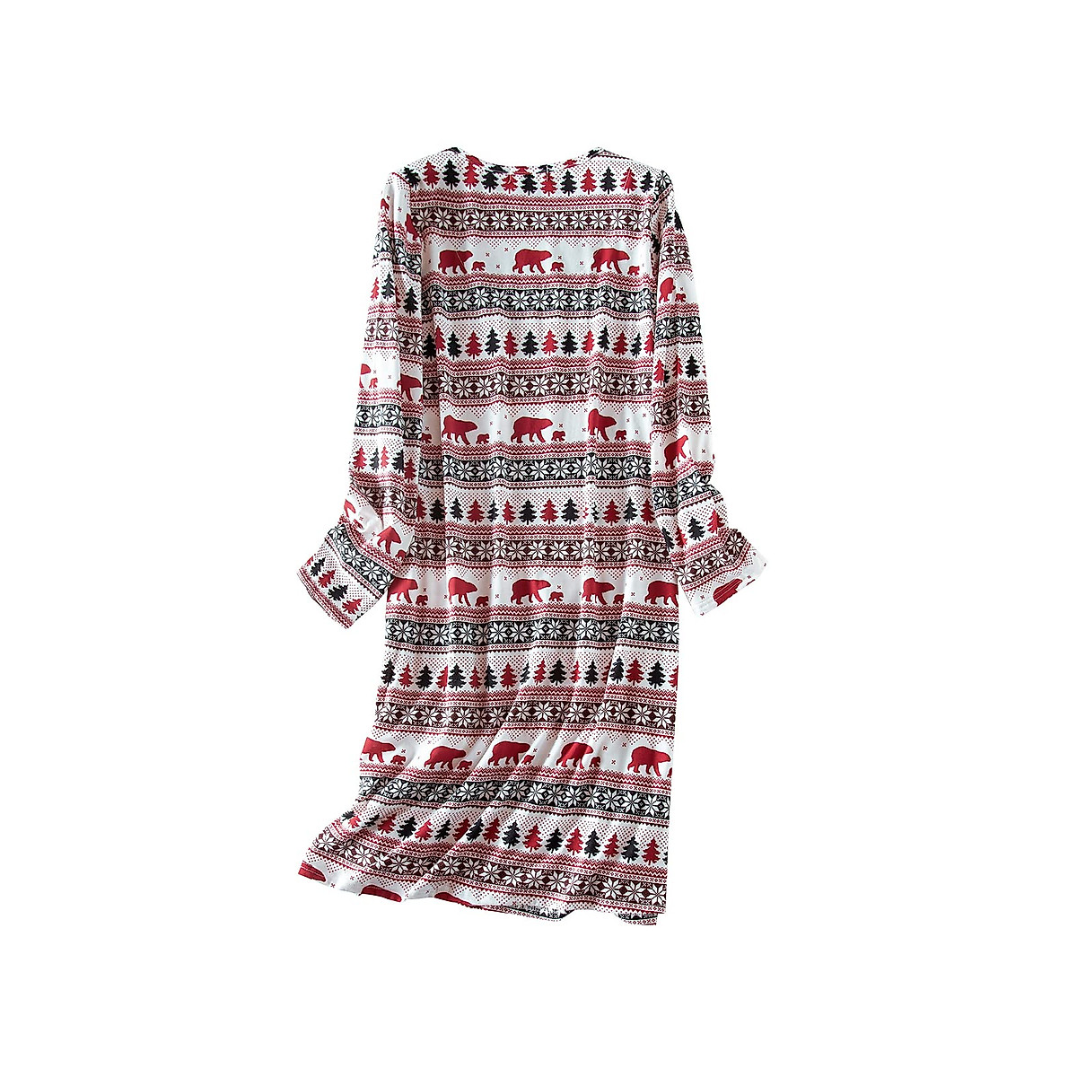 Long Sleeve Nightgowns for Women Soft Cotton Night Shirts Sleepwear Cartoon Night Gown Sleep Shirt Pajama Dress Snowflake Bear Medium