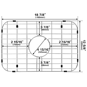 LQS Stainless Steel Sink Protectors, Kitchen Sink Grid 18 7/8" x 12 5/8" with Center Drain Hole for Single Sink Bowl, Sink Protector, Kitchen Sink Grate, Sink Bottom Grid
