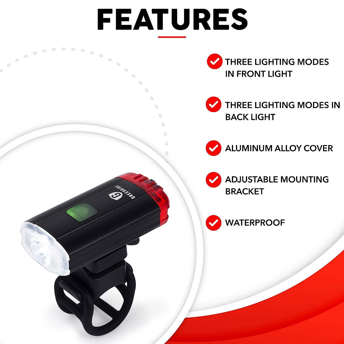 Greerride Rechargeable Bike Helmet Light - Bike Helmet Lights for Night Riding, Bicycle Helmet Light and Safety Cycling Helmet Light for Bike Helmet with Flashing and Steady Modes