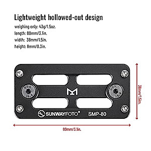 SUNWAYFOTO 3.15 inch M-Lok Arca Rail Mount Adapter Accessories for Arca-Swiss/RRS Tripod Head Aluminum SMP-80