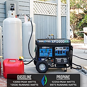 DuroMax XP13000HX Dual Fuel Portable Generator - 13000 Watt Gas or Propane Powered - Electric Start w/ CO Alert, 50 State Approved, Blue