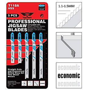 25 x TopsTools T118A Metal Cutting Jigsaw Blades Compatible with Bosch, Dewalt, Makita, Milwaukee and many more