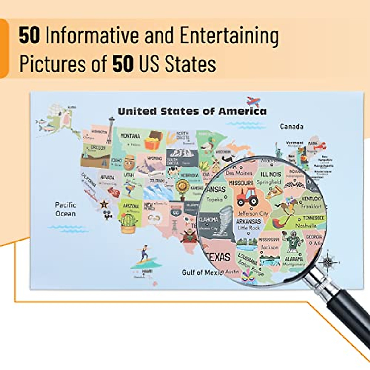 Mr. Pen- United States Map for Kids, 14.5”x 24.6”, Us Map for Kids Learning, Map of Usa, Wall Maps, Usa Map Poster, Map of the United States, Kids Map United States, Maps for Kids of The United States