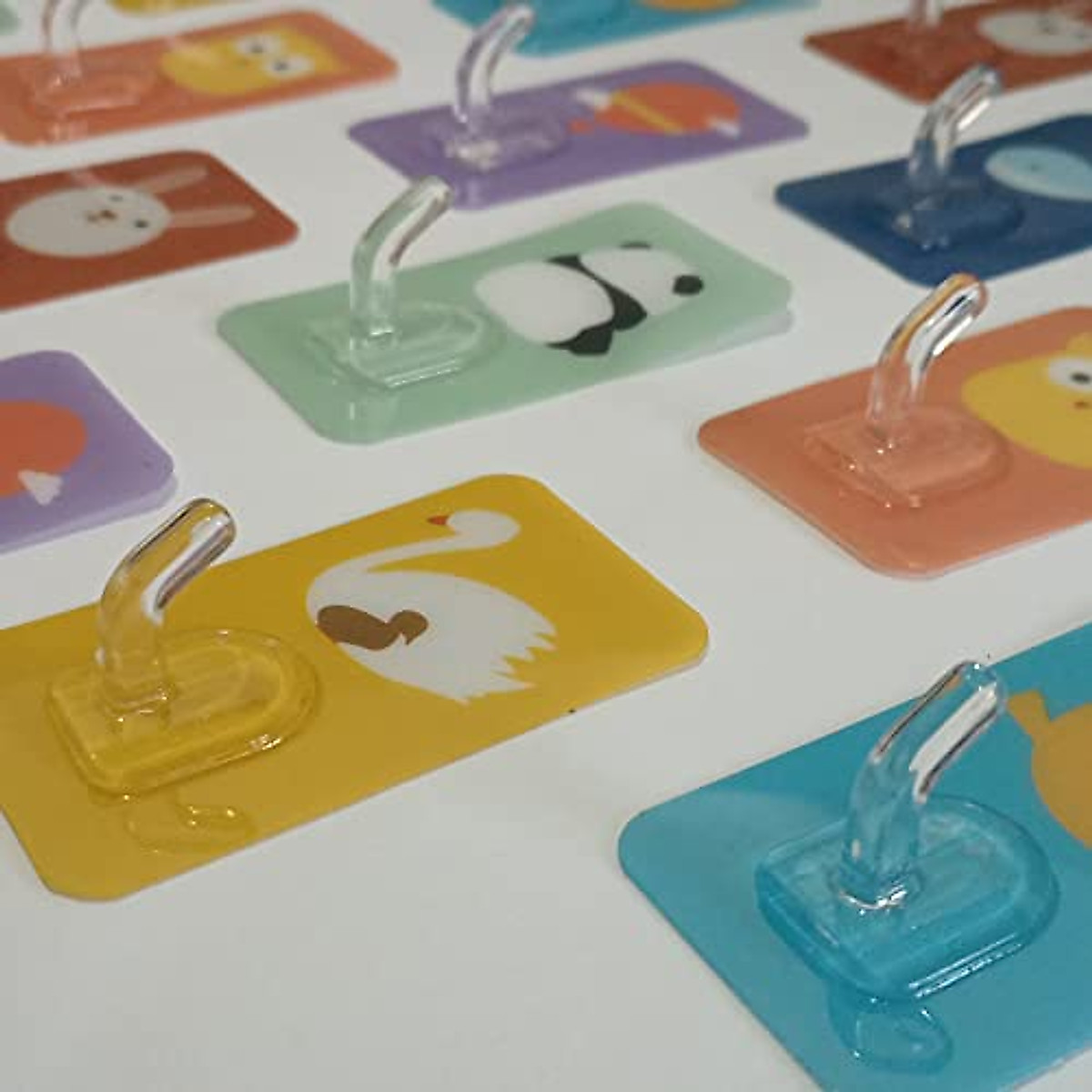 Hamoer Self-Adhesive Wall Hooks for Bathroom Kitchen Laundry Waterproof Non-Rust Color Pattern Home Improvement Sticky Hook 8Pack, Multicolor