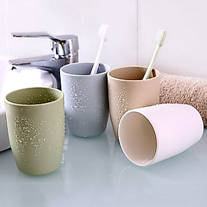 Dianoo 4PCS Travel Mouthwash Cup, Wash Toothbrush Cup, Water Cup, Portable Travel Mouthwash Cup, Travel Plastic Cup for Everyone, Coffe, Green, Blue, White (Random colors)
