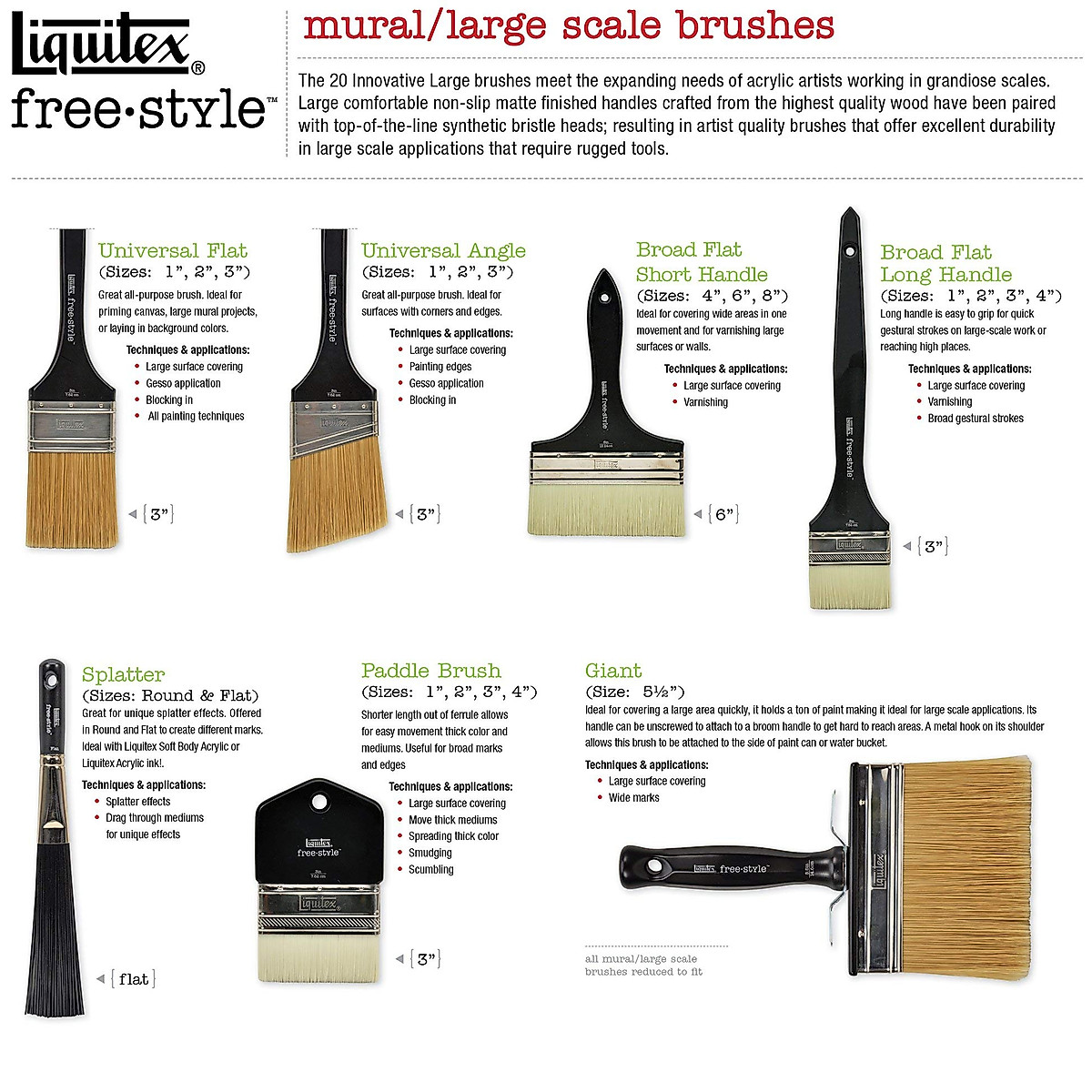 Liquitex 1300502 Professional Freestyle Large Scale Brush, Universal Angle 2-inch , Black