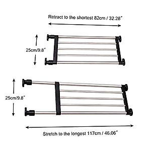 BAOYOUNI Expandable Shelf Closet Tension Rod Adjustable Shelving Unit Storage Rack Organizer Hanger Space Saving Divider for Wardrobe, Cupboard, Kitchen, Bathroom Use, Black