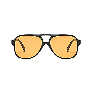 Freckles Mark Vintage Retro 70s Sunglasses for Women Men Classic Large Square Aviator Trendy Glasses (Tinted Yellow, Millimeters, 60)
