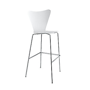 Modway Ernie Mid-Century Modern Wood Bar Stool in White