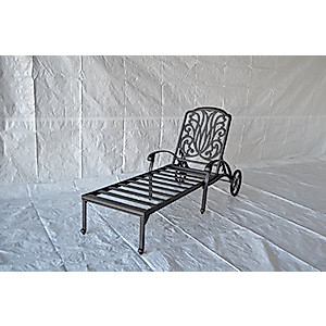 Elizabeth Outdoor Patio 3pc Chaise Lounges Set Dark Bronze Cast Aluminum (Walnut)