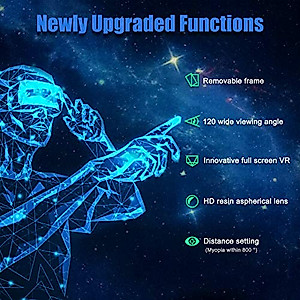 VR Headset with Controller Adjustable 3D VR Glasses Virtual Reality Headset HD Blu-ray Eye Protected Support 5~7 Inch for Phone/Android