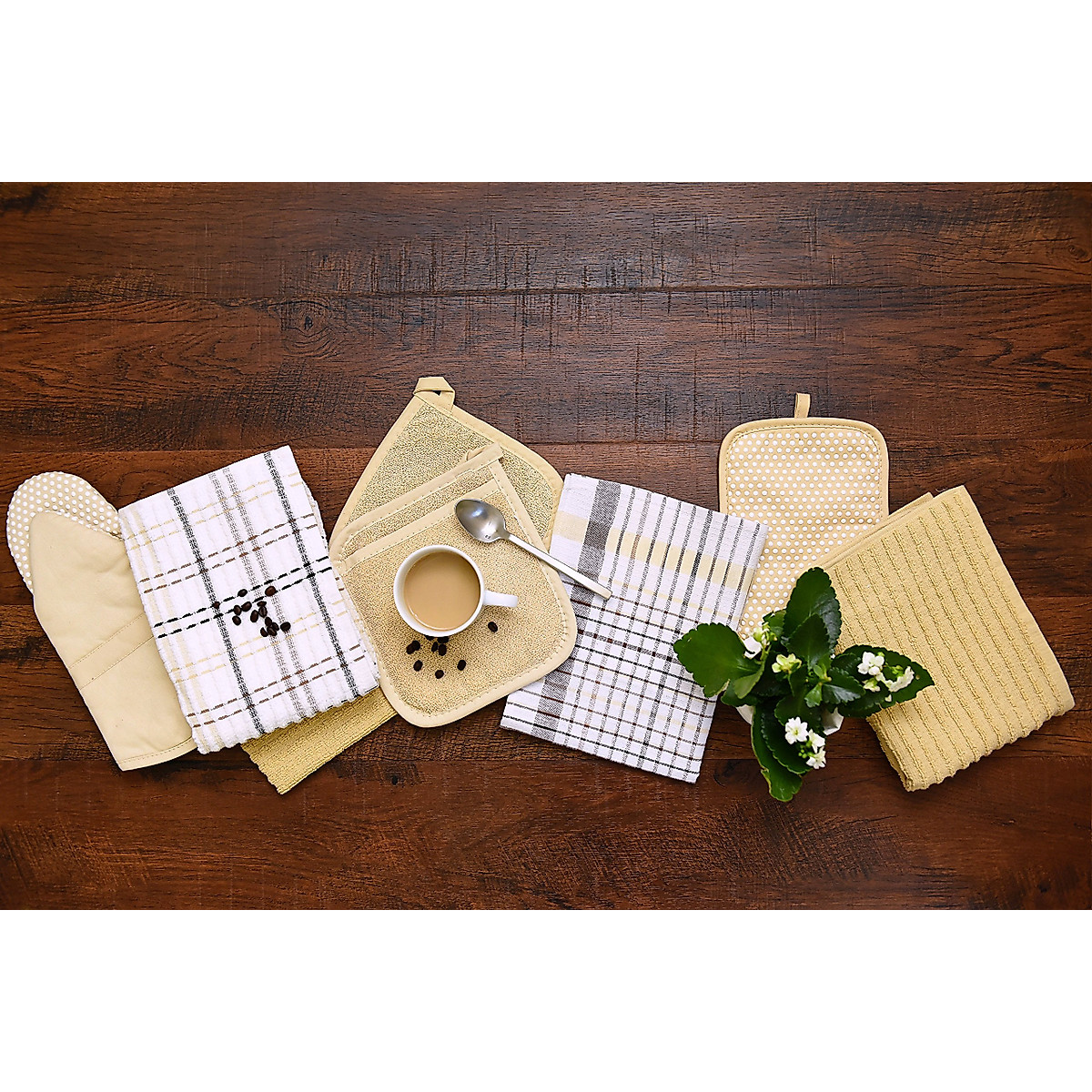 Ritz Premium Terry Pot Holders & Hot Pads Without Pocket (2-Pack), 8.5"x8.25", High Heat Resistance, 100% Cotton, Latte