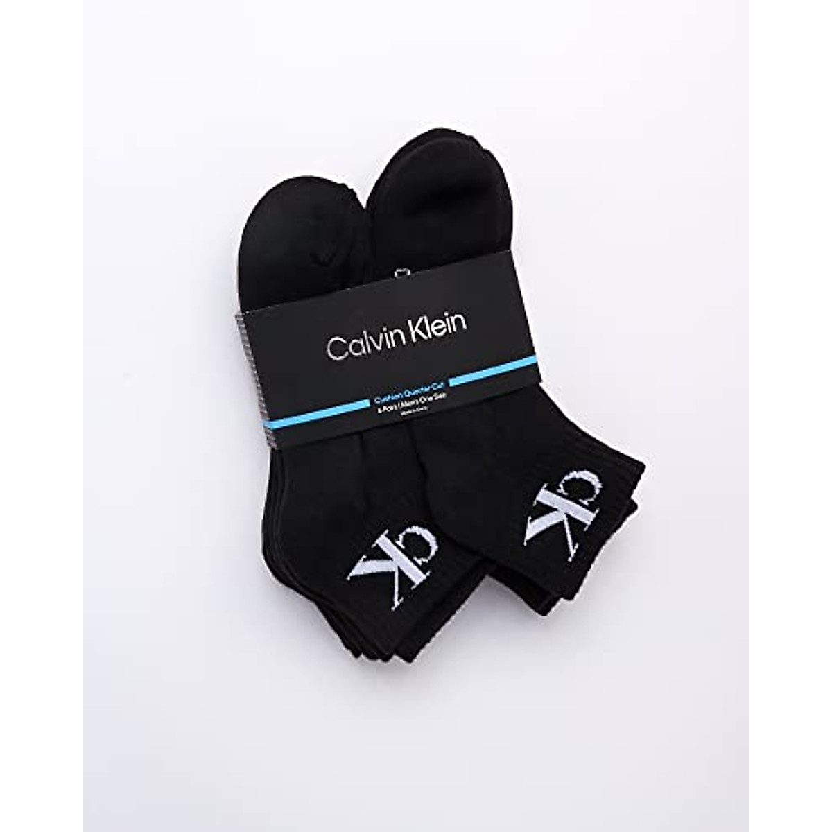Calvin Klein Men's High Quarter Socks - 6 Pack Breathable Soft Cushioned Mini Crew Athletic Socks for Men (Shoe Size: 6-12.5), Size 7-12, Black
