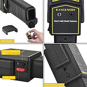 Handheld Metal Detector Wand,Security Wand,Portable Adjustable Sound & Vibration Alerts, Detects Weapons Knives Screw (High Sensitivity, Black)