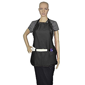 DALIX Apron Commercial Restaurant Home Bib Spun Poly Cotton Kitchen Aprons (3 Pockets) in Black 2 Pack