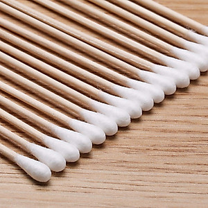 6" Cotton Swabs Wooden Handles Cotton Tipped Applicator Wood Sticks with Single Tip for Gun Cleaning, Wound Clean, Makeup, Removal Residue Tbestmax (500)