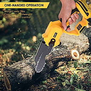 Mellif Mini Chainsaw 6-Inch for Dewalt 20V MAX Battery, Cordless Power Chain Saw with Security Lock, Brushless Handheld Electric Chainsaw for Wood Cutting Tree Trimming (Battery Not Included)