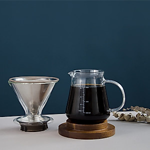 Glass Range Coffee Server For Pour Over Coffee & Tea - 800ml/27oz Ovalware Microwave Safe & Heatproof 2.5mm Thick Glass Body