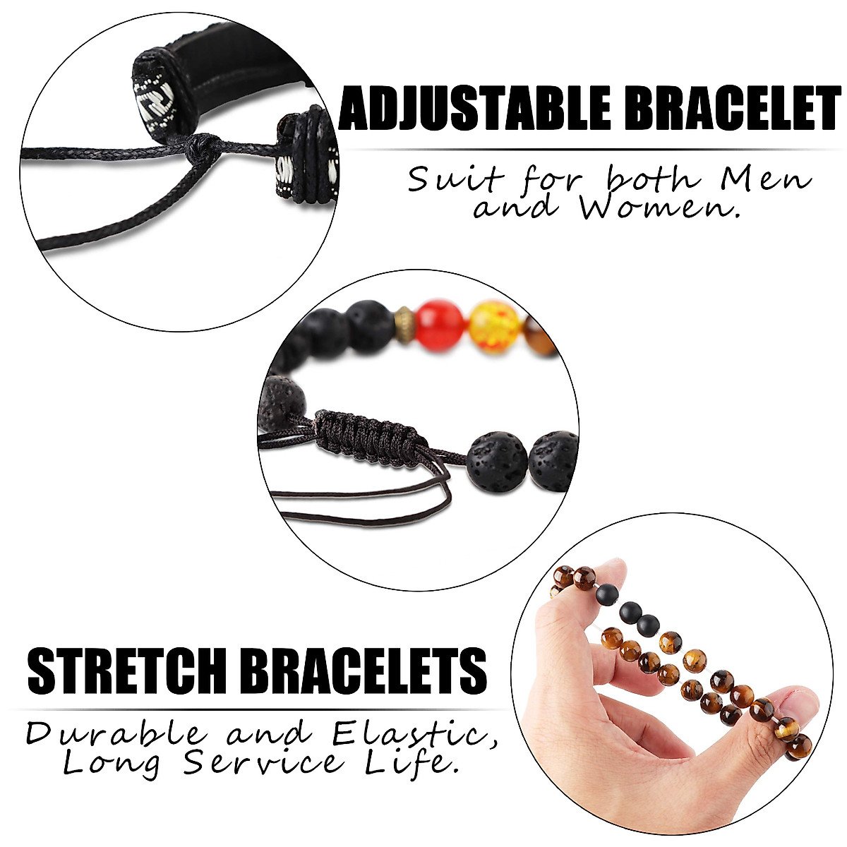 LOLIAS 18Pcs Leather Chakra Bead Tribal Bracelet for Men Women Charm Ethnic Wood Beaded Hemp Bracelets Boho Wristbands