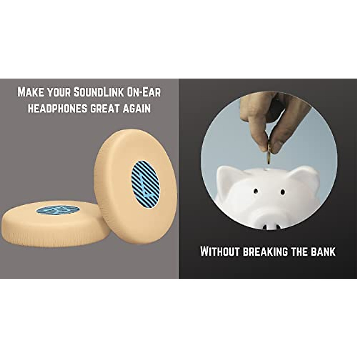 Premium Replacement SoundLink On-Ear Beige Ear Pads Cushions Compatible with Bose SoundLink On-Ear Wireless BH1 Headphones Bose On-Ear 2 (OE2) and Bose SoundTrue On-Ear Headphones. Great Comfort