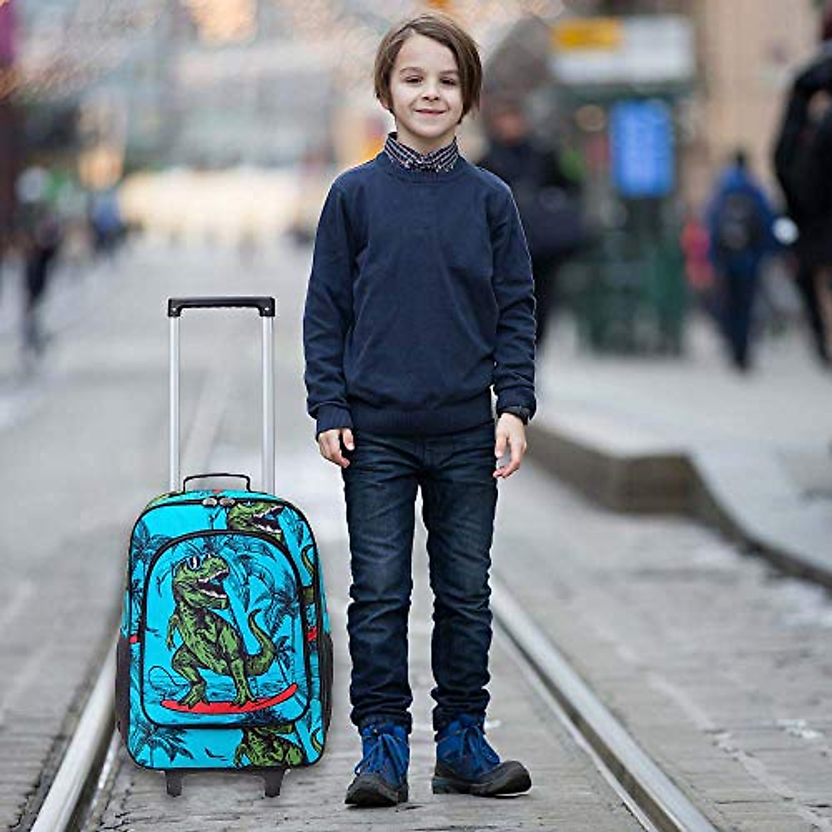 gxtvo Kids Luggage with Wheels for Boys, Dinosaur Rolling carry on Suitcase for Toddler Children