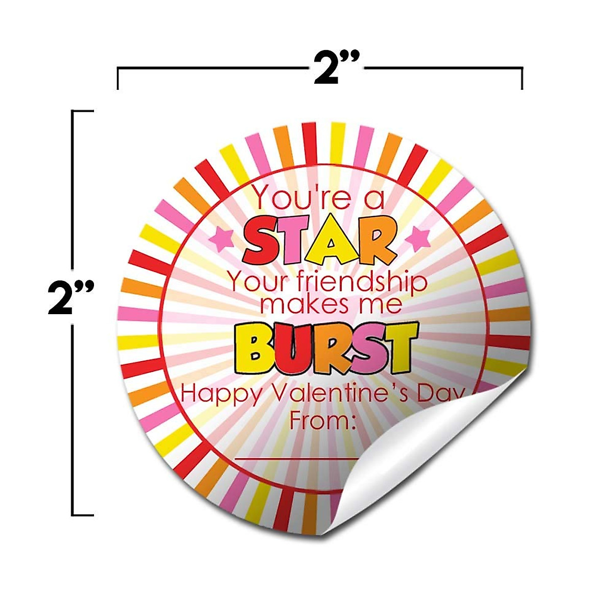 You’re a Star Fruit Chew Themed Valentine Party Favor Sticker Labels for Kids, 40 2" Party Circle Stickers by AmandaCreation, Great for Classroom Valentines, Envelope Seals, Gifts & Treats