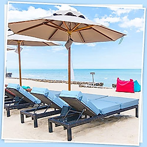 Geelin 2 Pcs Lounge Outside Chair Cushion 21 x 72 Inch Beach Lounge Cushion Deep Seat High Back Patio Cushion Outdoor Textured Waterproof Couch Cushion Replacement for Balcony Lawn (Light Blue)