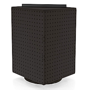 Azar Displays 701414-BLK Rotating Stand, Peg Display Carousel, Four Sided Rack for Jewelry, Accessories, or Crafts, Revolving Displays for Retail, Pegboard Organizer, Black, 14"x14"x20"