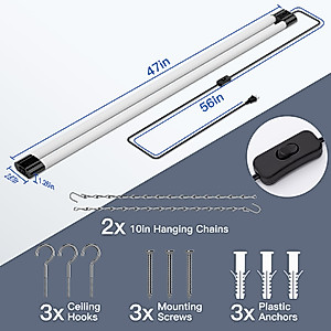 BBOUNDER 1 Pack Linkable LED Utility Shop Light, 4400 LM, 6500K Cool Daylight, 4 FT, 48 Inch Integrated Fixture for Garage, 40W Equivalent 250W, Surface + Suspension Mount, Black