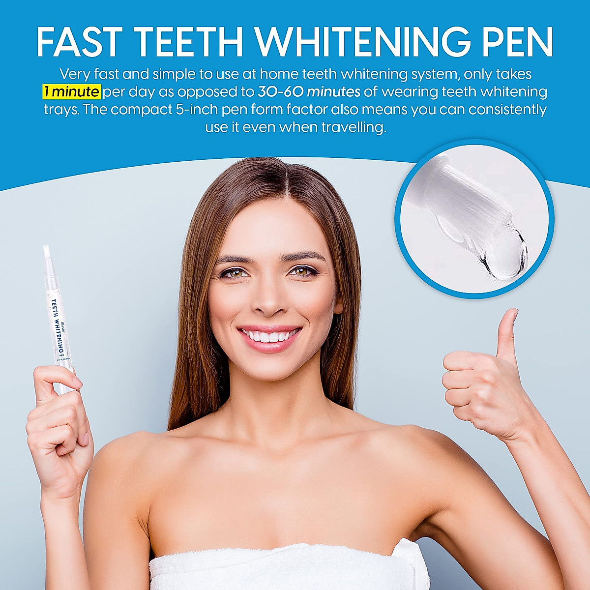 Teeth Whitening Pen - 3 Pens, 35% Carbamide Peroxide, Effective & Painless Whitening, Perfect for Sensitive Teeth, No Sensitivity, Travel-Friendly, Natural Mint Ingredient