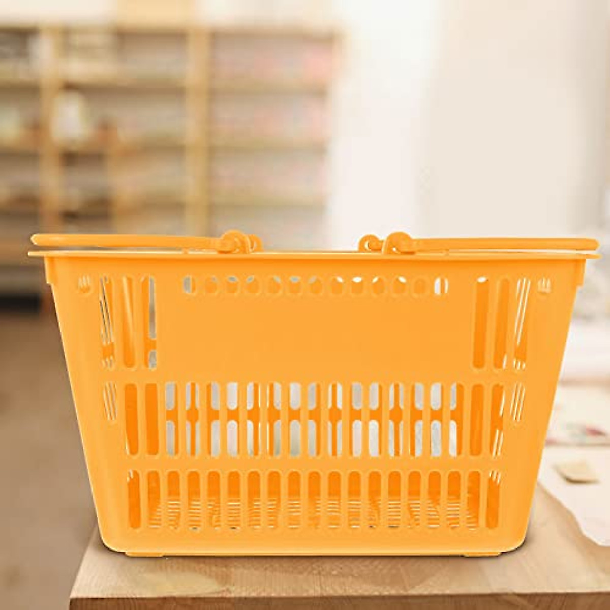 POPETPOP Plastic Shopping Basket with Handle- 16L Portable Handheld Storage Basket Used for Supermarket, Retail, Bookstore