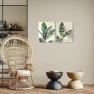 Wynwood Studio Floral and Botanical Tropical Canvas Wall Art Nice Green Set Living Room Bedroom and Bathroom Home Decor 20 in x 24 in Green and Pink