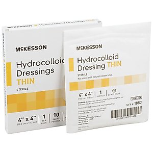 McKesson Hydrocolloid Dressing, Sterile, Thin, 4 in x 4 in, 10 Count, 1 Pack