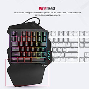 Serounder Single Hand Gaming Keyboard Keypad,USB 2.0 Multi-Media Keys Mini Keypad 35 Keys with FN Keys/Breathing Lights