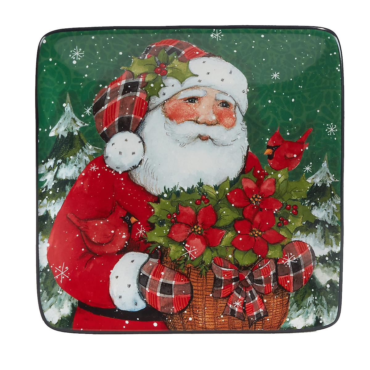 Certified International Christmas Lodge Santa 6" Canape/Luncheon Plates, Small, Set of 4