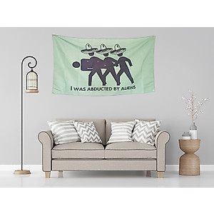 OINEIZ I Was Abducted By Aliens Funny Flags for Room Guys Teen College Dorm, 3x5 Outdoor Meme Cool Flags Boys Man Cave Fun Cheap Party Bedroom Frat House Wall Décor (Green-2)