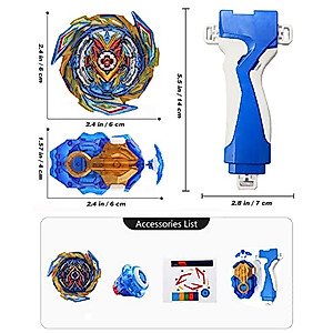 Desamvap Bey Battling Tops Burst SuperKing Booster B-163 Brave Valkyrie EV' 2A with Bey Blade Launcher and Grip Battle Game Set Right Spin DB Layer System Gyro Toys Set Gifts for Kids Children Boys