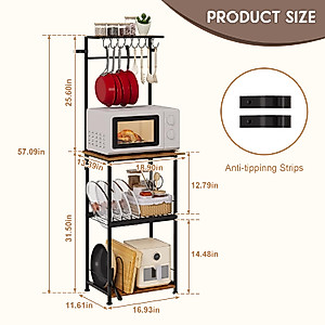 Jakyitvi 4 Tier Coffee Bar Station, Coffee Stand with 8 Hooks Coffee Bar Cabinet for Coffee Accessories Coffee Station for Small Space Kitchen/Living Room/Entrance