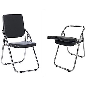 Sun Lounger Garden Chairs Foldable Deck Chair Chairs Folding PU Padded, Easy Storage Desk Seat Outdoor Balcony Terrace Office Portable Backrest (Color : Plating Black)