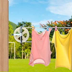 Outdoor Clothesline Kit, 150ft Polyester Clothesline Rope Heavy Duty, Clothes Line Pulley, Nylon Clothesline Pulley Kit, Clotheslines S Separator Spreader, Clothesline Tightener, Hooks