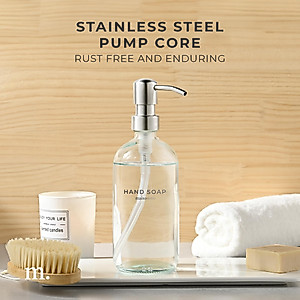 MaisoNovo Soap Dispenser 1-Piece Set | 16.9oz Clear Bottles with Silver Stainless Steel Pump
