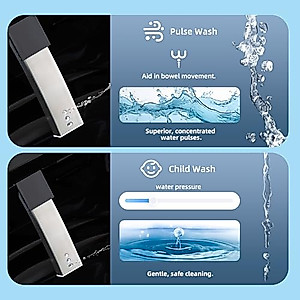 WOODBRIDGE Square Smart Bidet Toilet with Auto Open & Close, Foot Sensor, Auto Flush, Multiple Spray Modes, Heated Seat, Warm Water and Air Dryer, Auto LED Nightlight, Matte Black, EBT-MB03