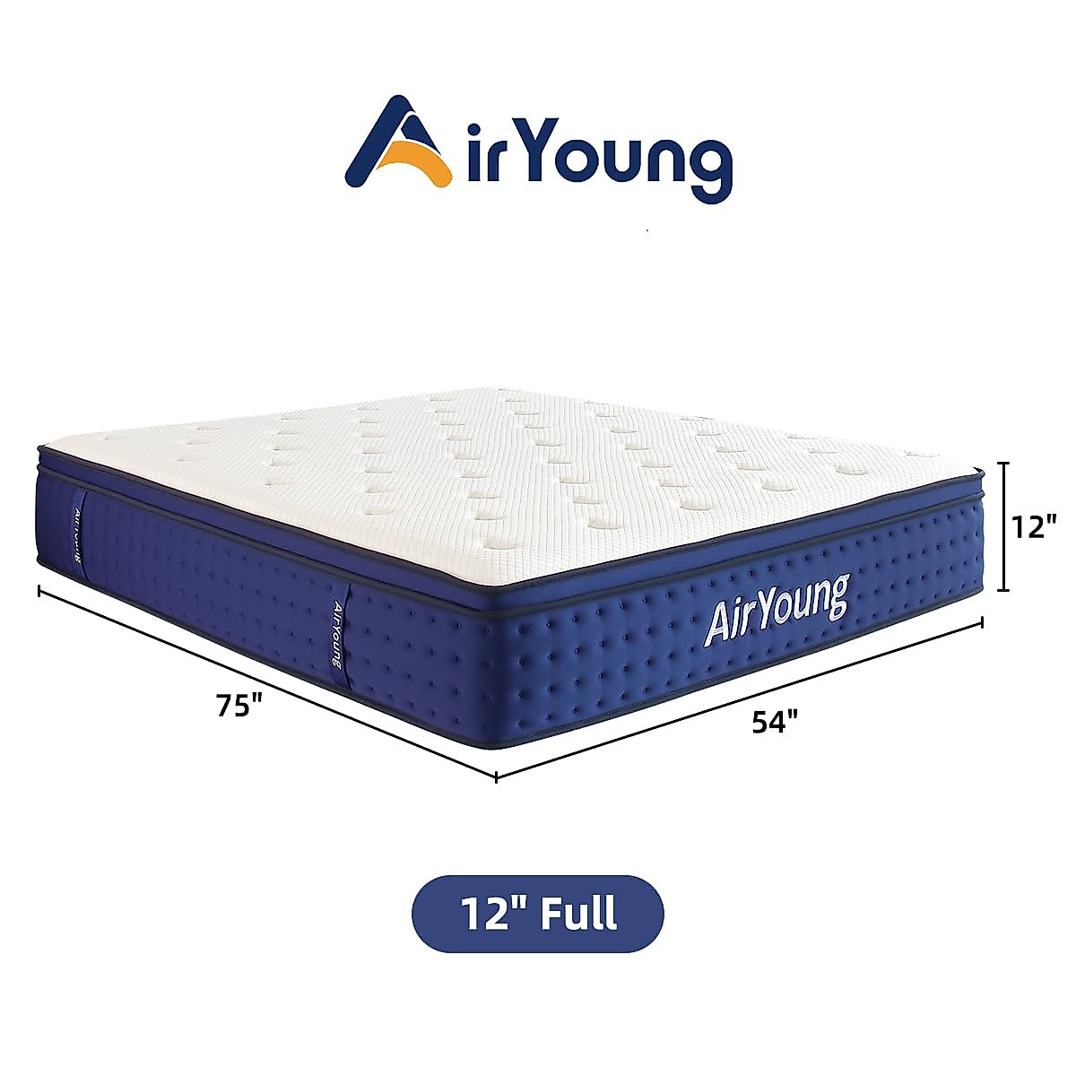 12 Inch Full Mattress, Memory Foam Hybrid Full Mattress, Pocketed Coils for Motion Isolation Back Pain Relieving Strong Edge Lumbar Support with CertiPUR-US Certified, Plush Feel, 120-Night Trial