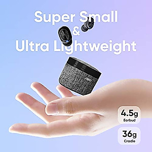 ABKO True Wireless Earbuds with Fabric Cradle Ultra Lightweight Compact Auto Pairing Bluetooth in-Ear Headphones USB-C Charging IPX4 Waterproof CWS120 Black