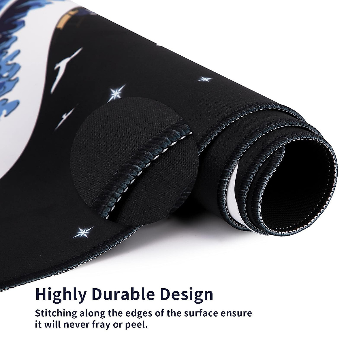 MEWOOCUE Gaming Laptop Mouse Pad, Sea Wave Big Desk Pads PC Keyboard Waterproof and Non-Slip 31.02 x 11.8inches 3mm Thick XL,XXL Rubber Table Mat, Kanagawa Surfing and Black