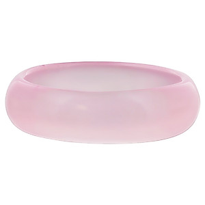 Pink Agate Gemstone 6mm Unisex Band Ring Size 7.5