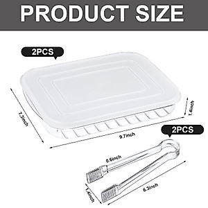 2 Packs Bacon Keeper Plastic Deli Meat Container for Fridge with Lids Airtight Cold Cuts Storage Containers for Fridge Storage Box Food Shallow Low Profile Bacon Holder with 2 Pcs Buffet Serving Tongs