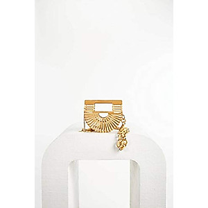 SAXTZDS Fashion Mini Handbag Woven Pouch Retro Straw Bag Holiday Shoulder Bag Bamboo Basket Waist Bag for Women, 15cm13cm5cm