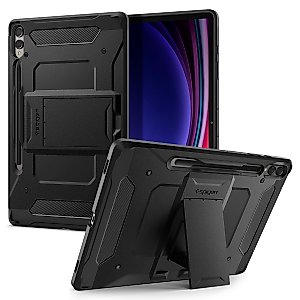 Spigen Tough Armor Pro Designed for Samsung Galaxy Tab S9 Plus Case 12.4 Inch 2023 (SM-X81) Premium Shockproof Protective Hard Shell Case with Kickstand and S Pen Holder - Black, ACS06835