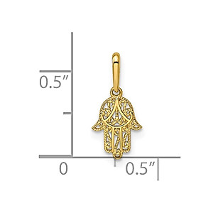 Auriga Fine Jewelry 14k Yellow Gold Hamsa Pendant Fine Jewelry for Women (L-11.25mm, W-7.75mm) (AFJ-QG-YC1502)